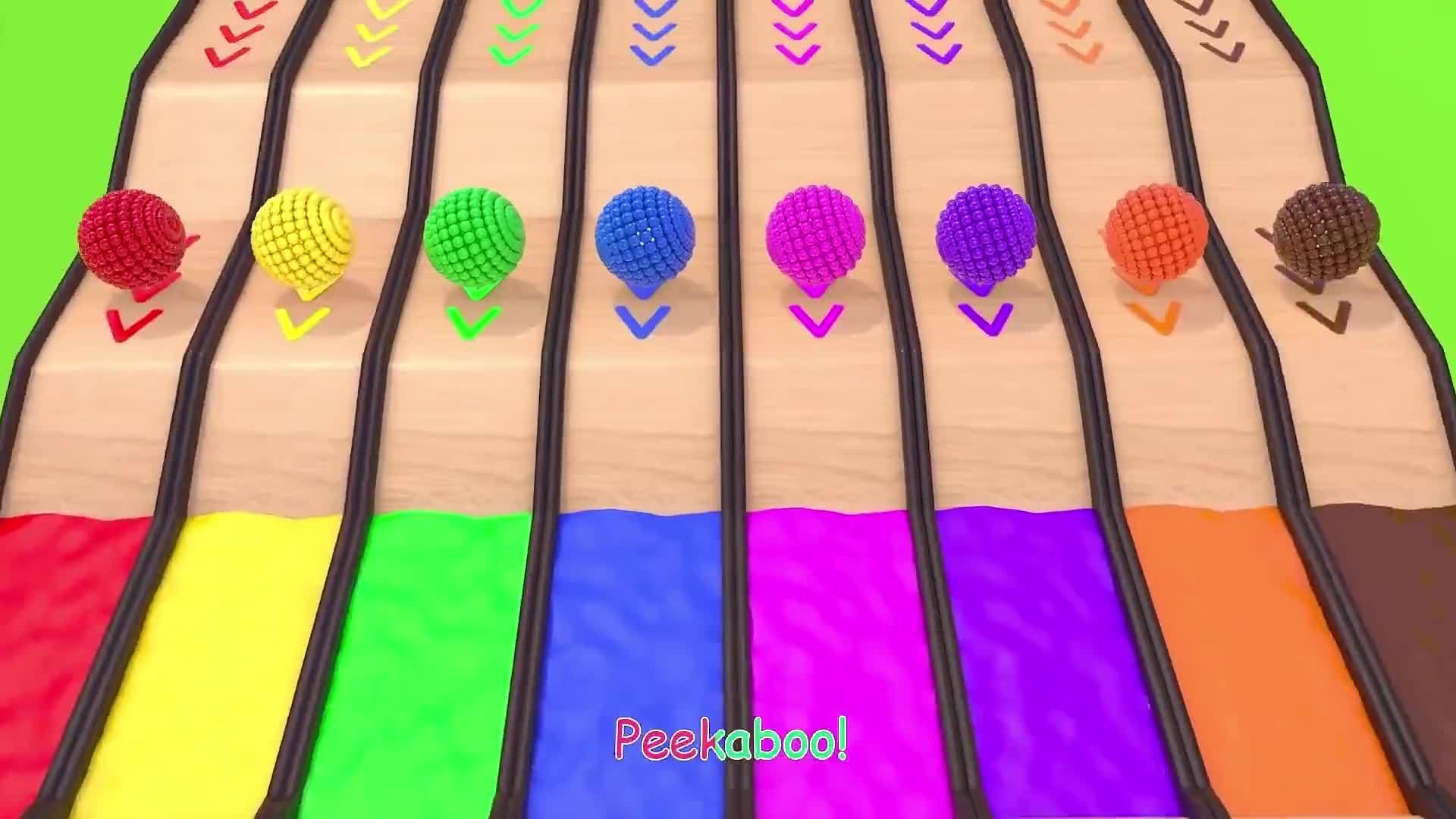 车车撞开彩色小球,进入颜料池换上新颜色,太酷了#儿童动画