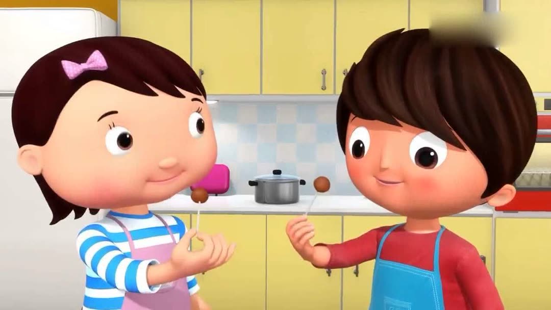 爸爸亲自下厨,给宝宝做美味点心 卡通动画儿歌 启蒙亲子英语歌