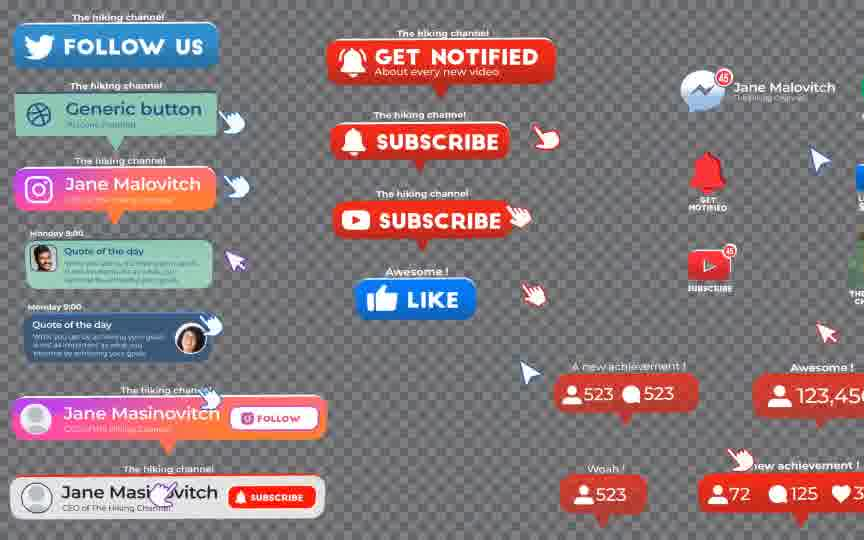 AE模板-3D半透明效果的视频博客频道个人自媒体社交媒体平台宣传...