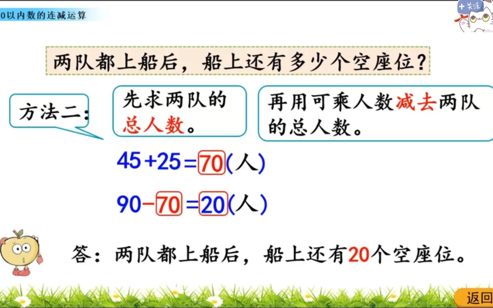 二年级上册数学(评区附知识点习题课件)第2讲 100以内数的连减运算