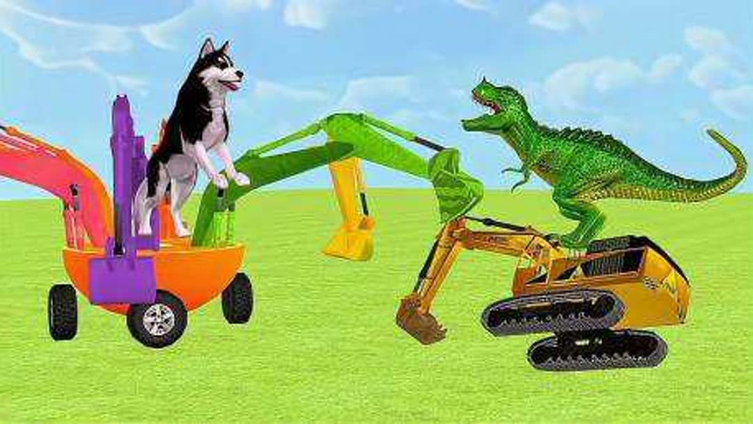 哈士奇又犯二，带领小狗狗，挑战霸王龙~学英语动画片