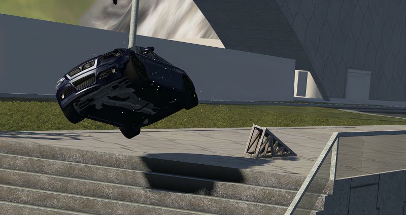 车祸模拟器:各种汽车开足马力冲向斜坡落下百米楼梯,画面够酸爽