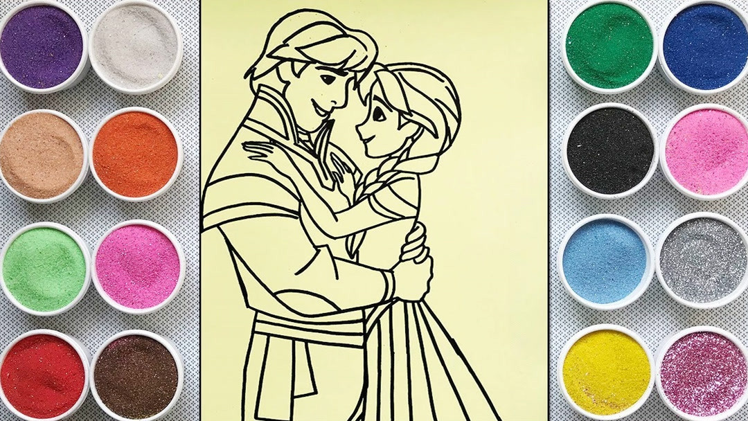 简笔画:安娜公主和王子相爱,到处都是幸福的粉红泡泡!