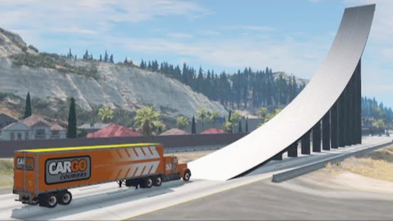 车祸模拟器:公路上出现一个超长斜坡,可以让老司机飞起来!