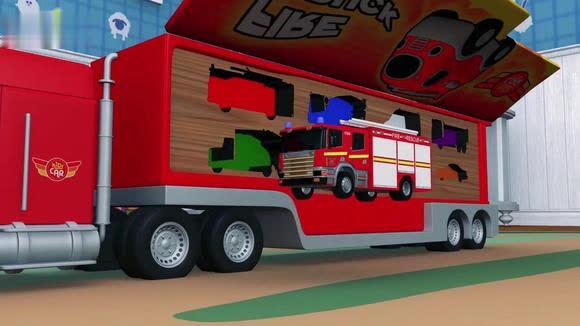 巨型大卡车教你学颜色 消防车警车救护车都在里面 早教动画