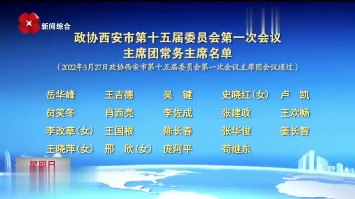 政协西安市第十五届委员会第一次会议主席团常务主席名单