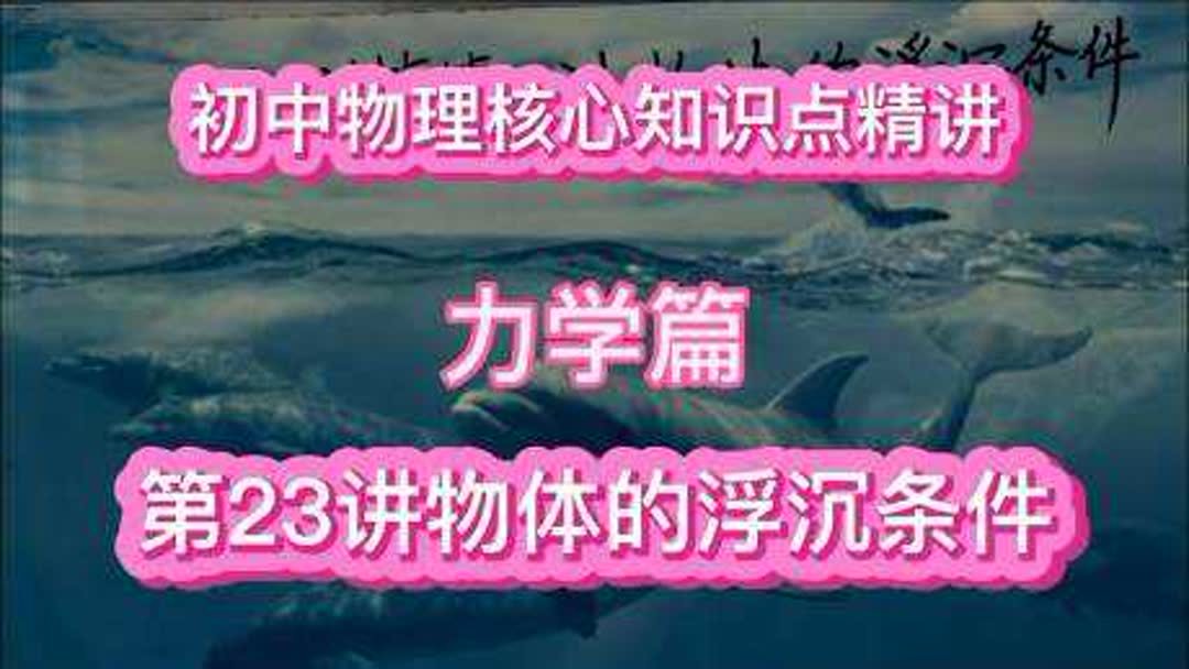 初中物理核心知识点精讲力学篇第23讲物体的浮沉条件