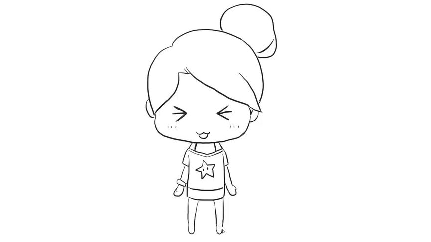 可爱卖萌的小女生 幼儿亲子儿童简笔画 幼儿园学画画