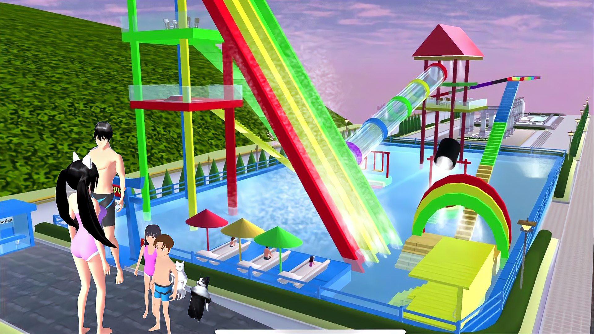 樱花校园模拟器:宫殿也有水上乐园了,念念不忘玩得不亦乐乎!