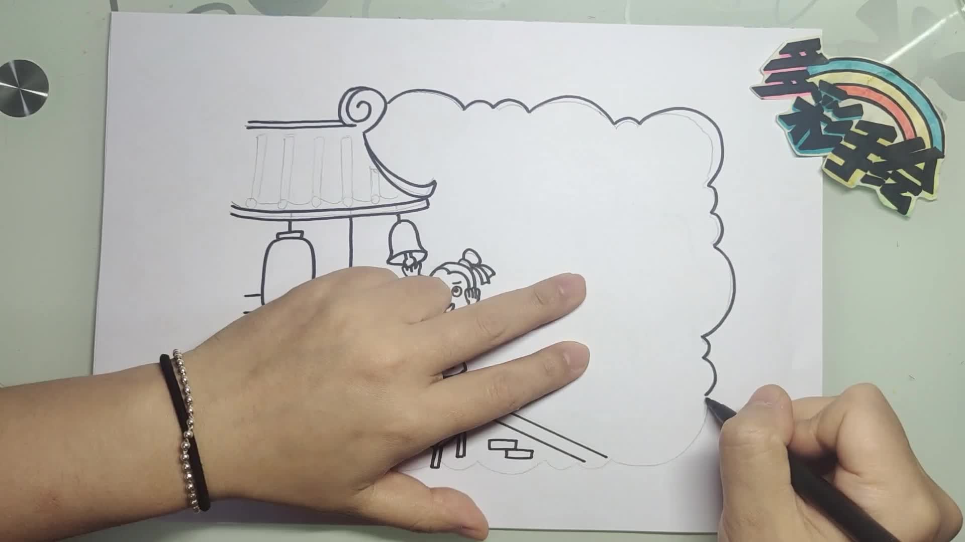 寓言故事(二)掩耳盗铃读书卡,有线稿可分享#读书卡 #简笔画