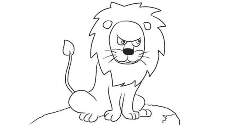 威风凛凛的卡通狮子儿童亲子简笔画