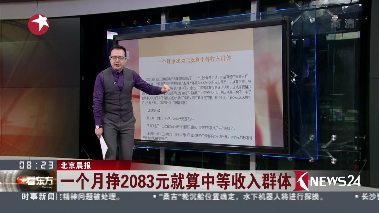 一个月挣2083元就算中等收入群体