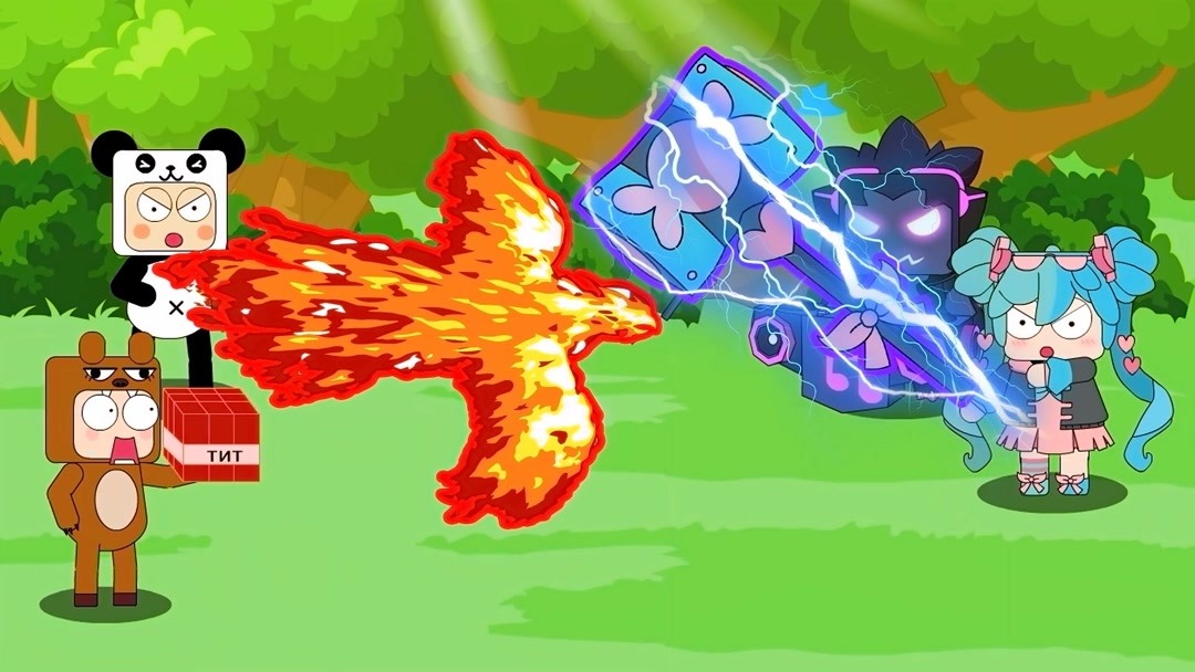 迷你世界格斗动画第165期:小艾的昊天锤大战胖哒的火凤凰