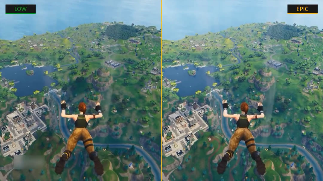 堡垒之夜配置对比:最低画质和最高画质原来差这么多。