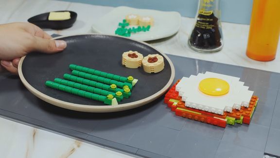 如何用乐高lego积木制作日式鸡蛋铁板烧 #乐高定格动画