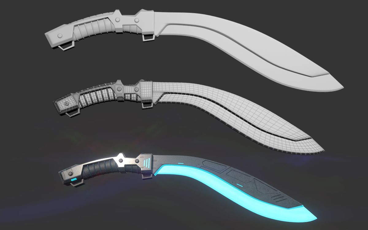 3dmax零基础道具建模:次时代武器小刀制作