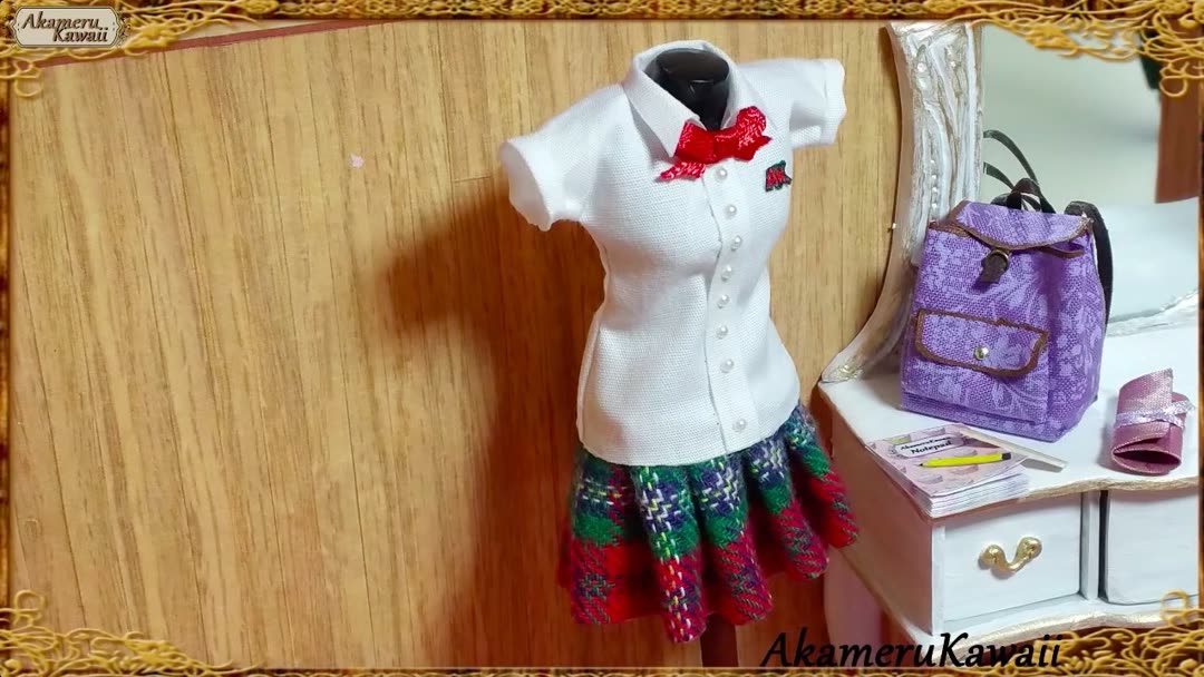 DIY迷你衣服教程,自己动手给玩偶做一套迷你校服,被萌翻了!