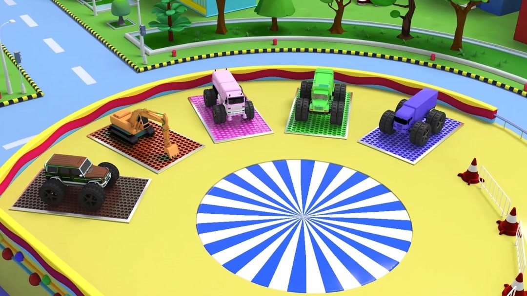 工程车颜色大世界 第111集 屋顶停车场