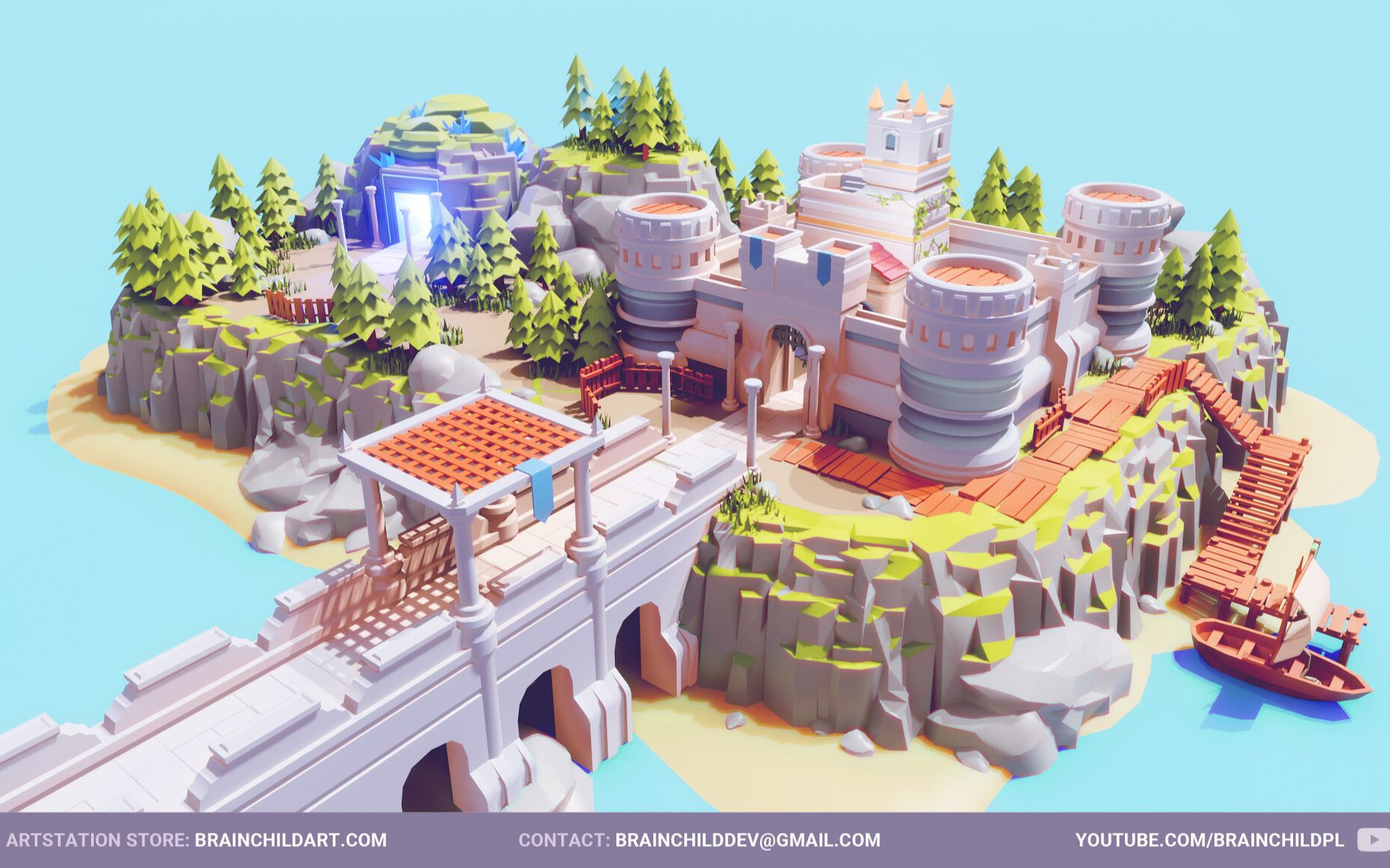 3Dmax新手教程,大型卡通游戏场景建模