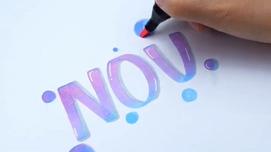 果冻渐变色马克笔字体来啦!十月的英文缩写,千万不要相信没干的马克笔