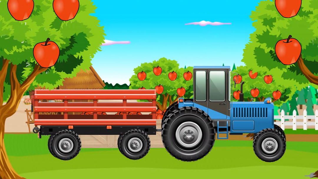 婴幼儿工程车动画,大卡车运输苹果趣味益智动画