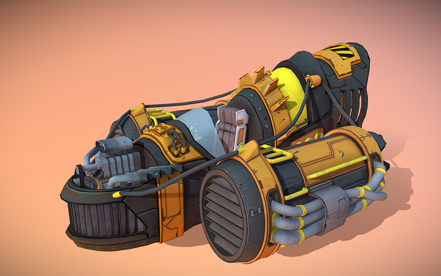 次世代流程卡通太空飞船3D建模