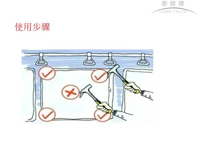 正确使用公交车上的安全锤