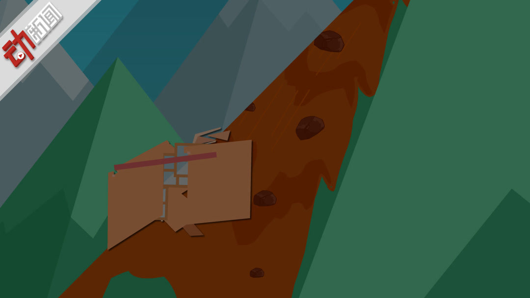 动画:重庆武隆区发生地质滑坡 一民房坍塌 5死1伤