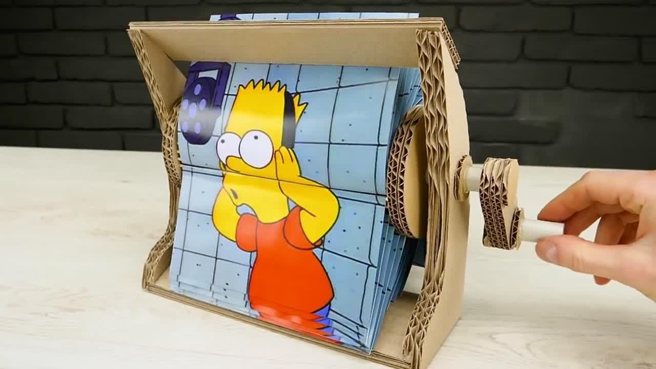 手工达人用纸板自制旋转机,看到动起来的画书,孩子爱不释手