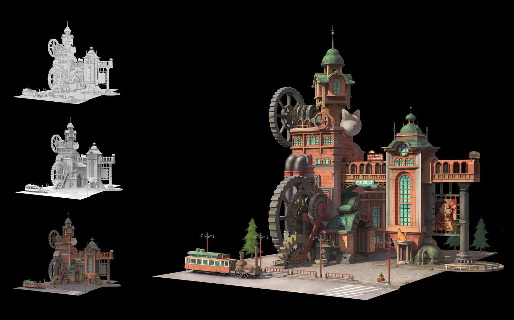 【3DMAX建模】音乐感满满的“西方小房子”建模,次世代场景房屋零...