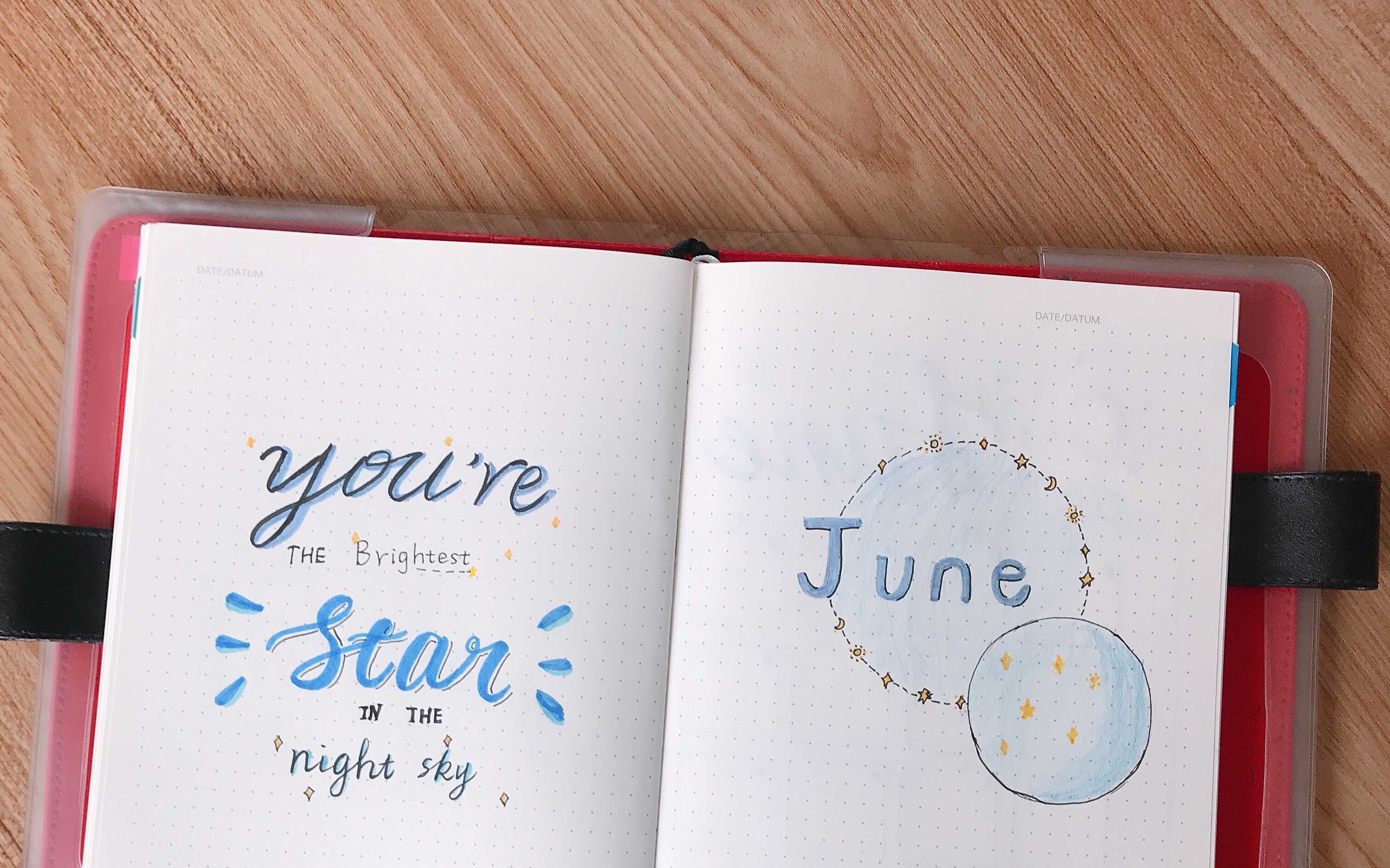 西柚|2019bujo 6月setup|蓝色星空主题 | 适合手残党的手帐排版设置|...