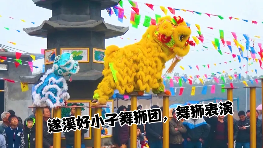 广东湛江市,遂溪好小子舞狮团,舞狮表演