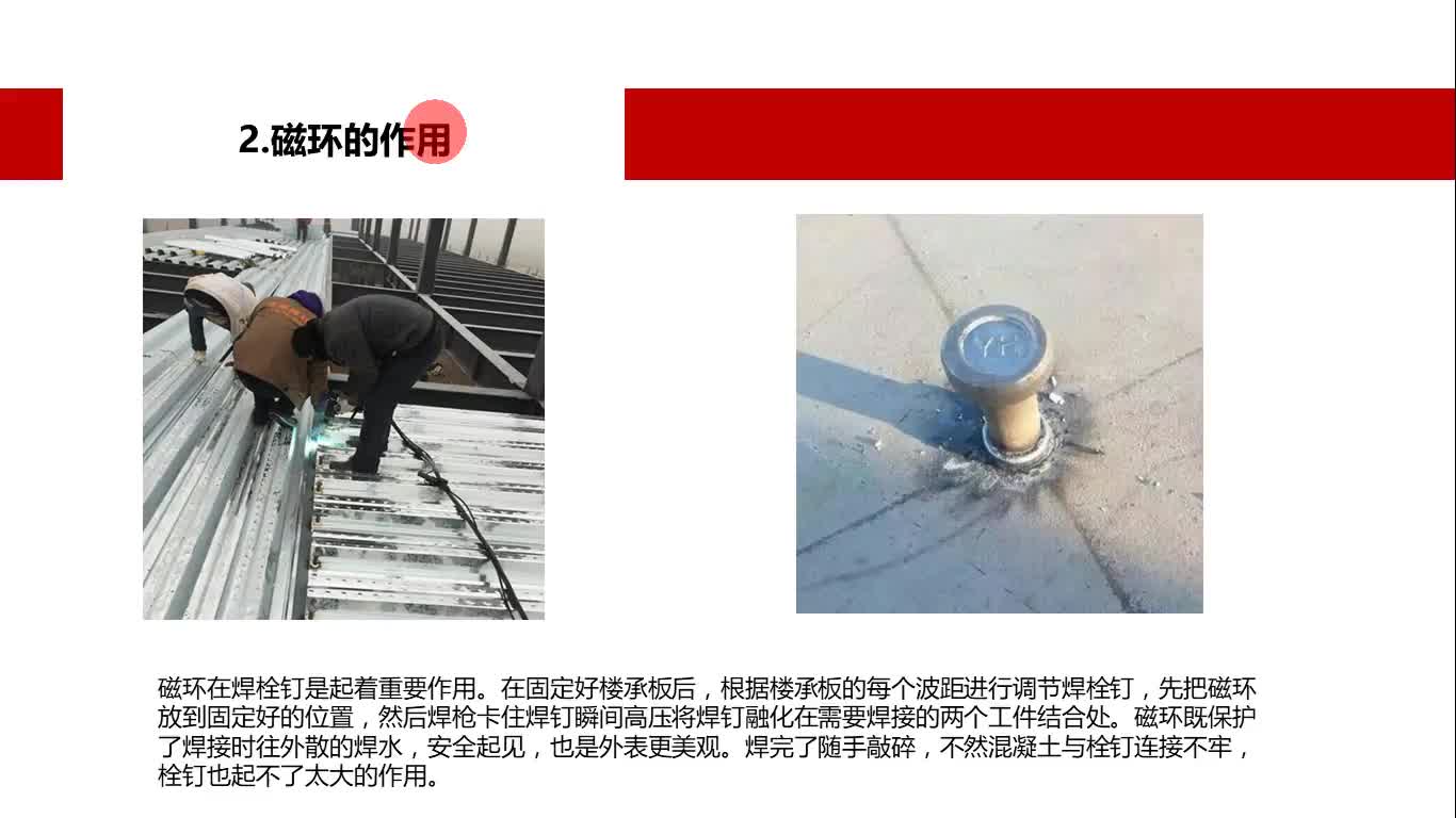 钢结构楼承板上栓钉磁环起什么作用?