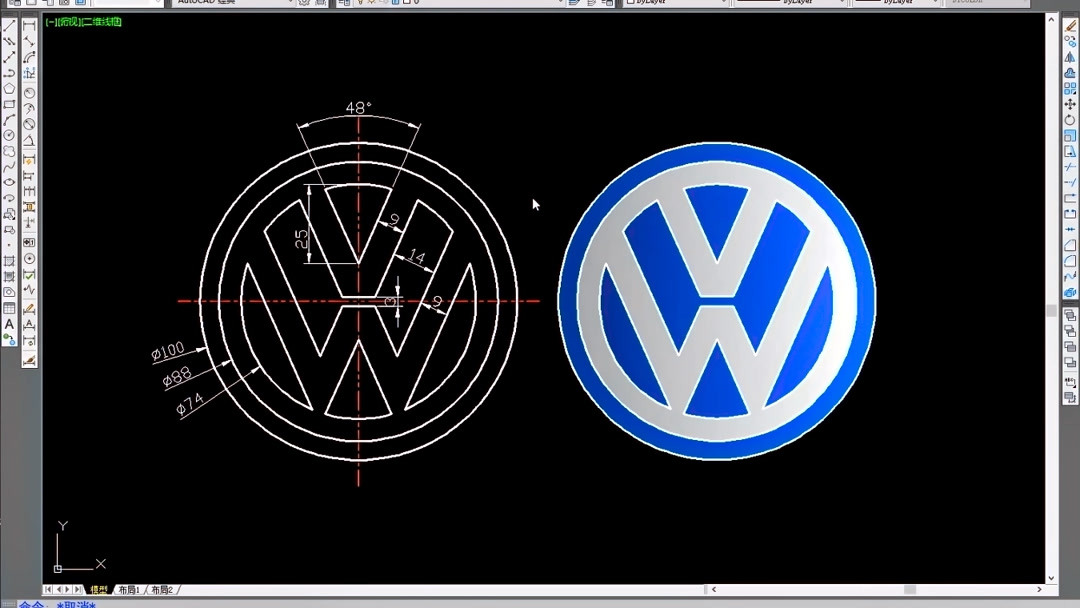 CAD绘图实例之大众车标