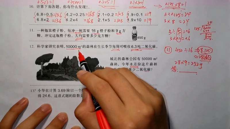 人教版数学五年级上册练习九