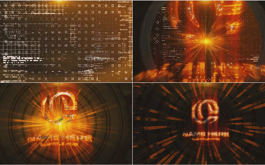 AE模板-技术加密安安全防护高科技信号传输特效的动态LOGO片头...
