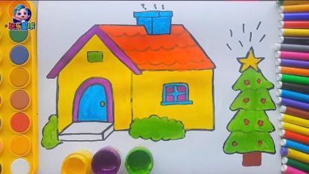 幼儿绘画圣诞树圣诞星简笔画故事 学颜色