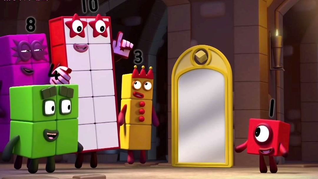 数字积木 搞笑动画:这镜子是小1发现的 并把小伙伴都带来观看!