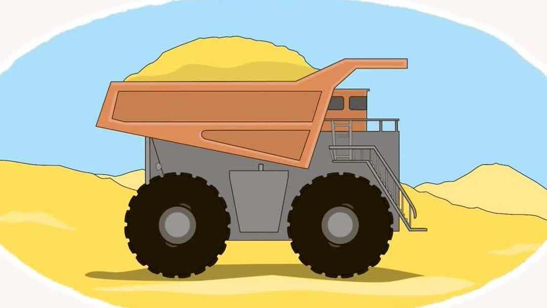 工程车玩具动画 第134集 土方车碎石机履带式杠杆挖掘机