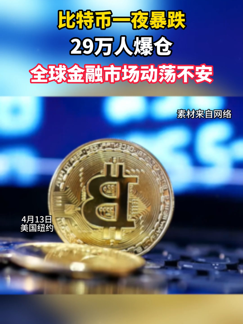比特币一夜暴跌,29万人爆仓,全球金融市场动荡不安