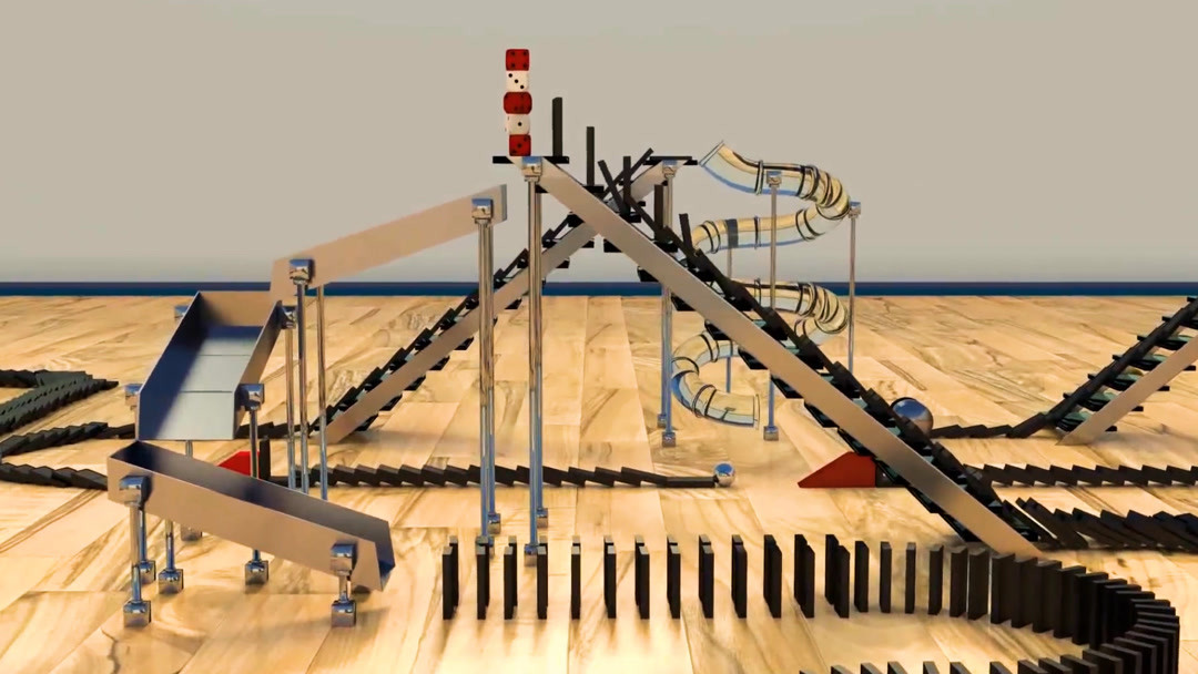 多米诺骨牌和弹珠轨道