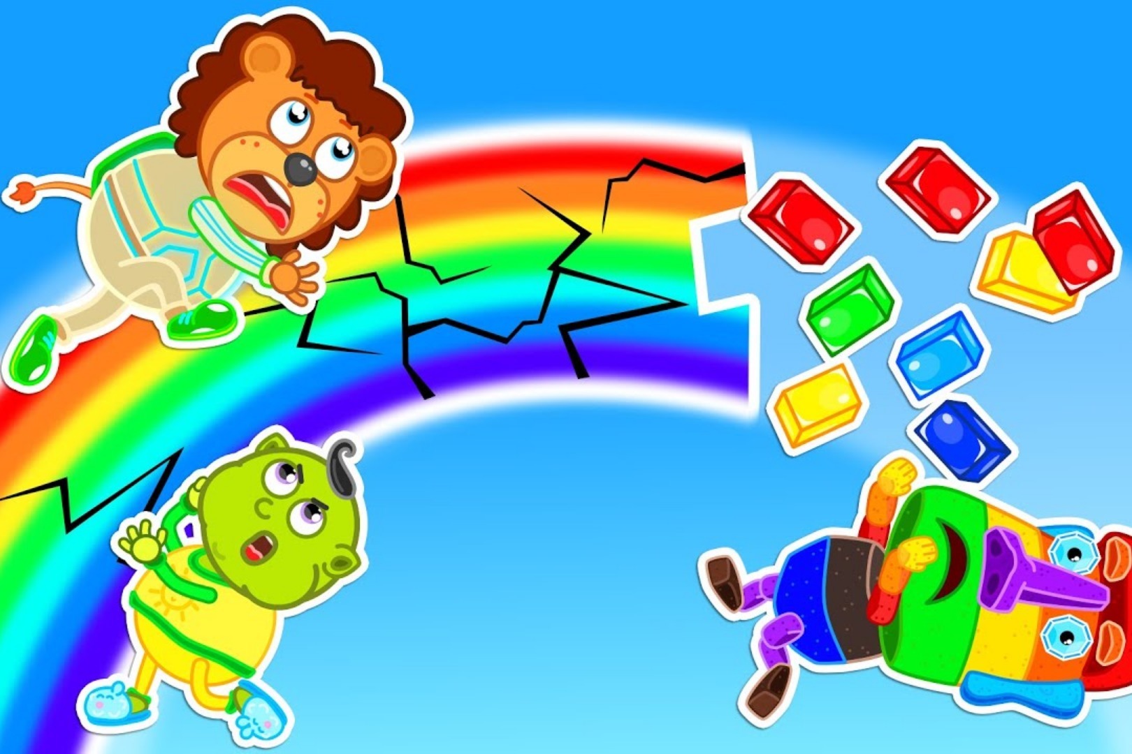 小狮子动画:小狮子发现彩虹居然要消失了?增加电力解救彩虹!