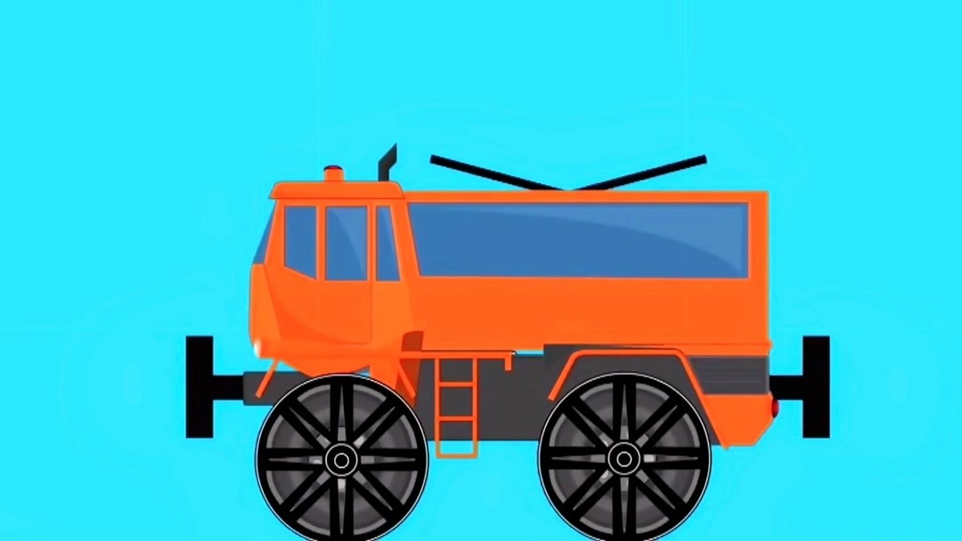 变形工程车动画:公交车变身火车接送乘客