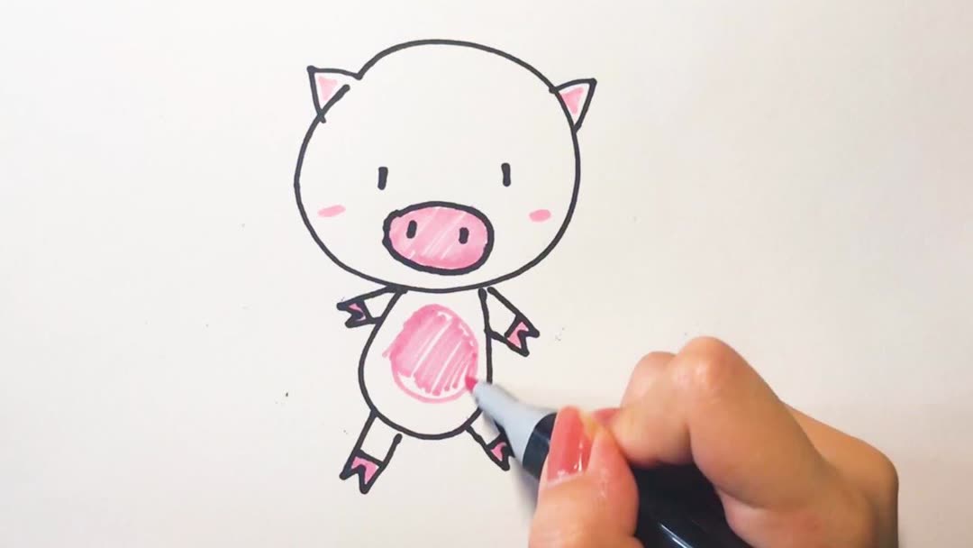 教你画萌萌的小猪猪,画在手抄报手账本上吧