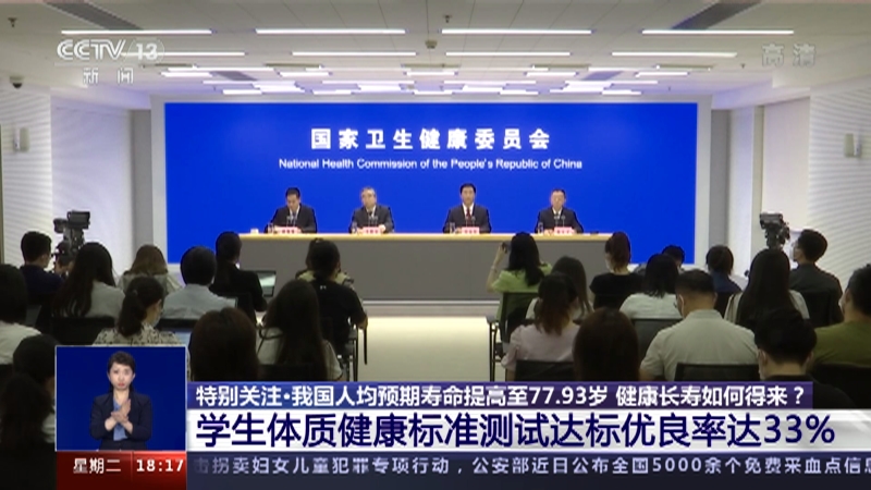 ...77.93岁 健康长寿如何得来?学生体质健康标准测试达标优良率达33%