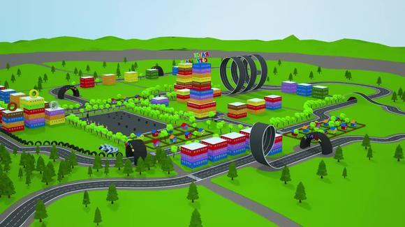 动画小汽车比赛动画!法拉利360度旋转赛道比赛!