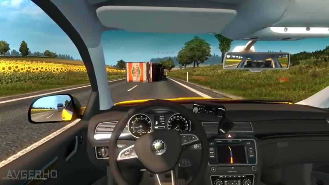 欧洲卡车模拟2- 联机是祸 当时把小车撞飞别提有多爽!