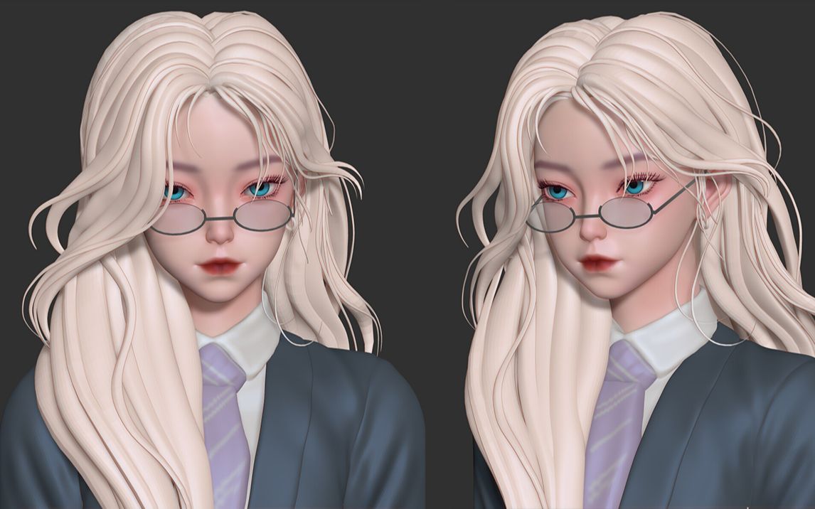 【zbrush新手教程】知性小姐姐模型快速制作教学,半身像人物角色建模...