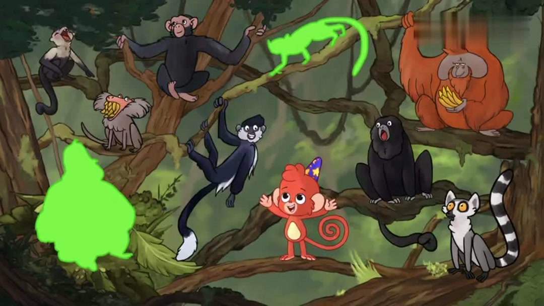 57益智动漫小猴子教孩子们野生动物的名称!