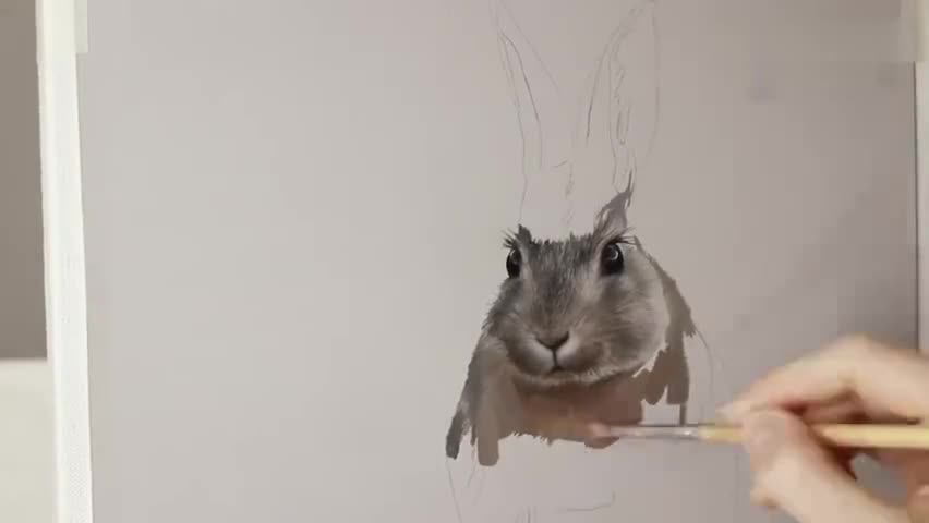 绘画视频:一只毛茸茸的兔子